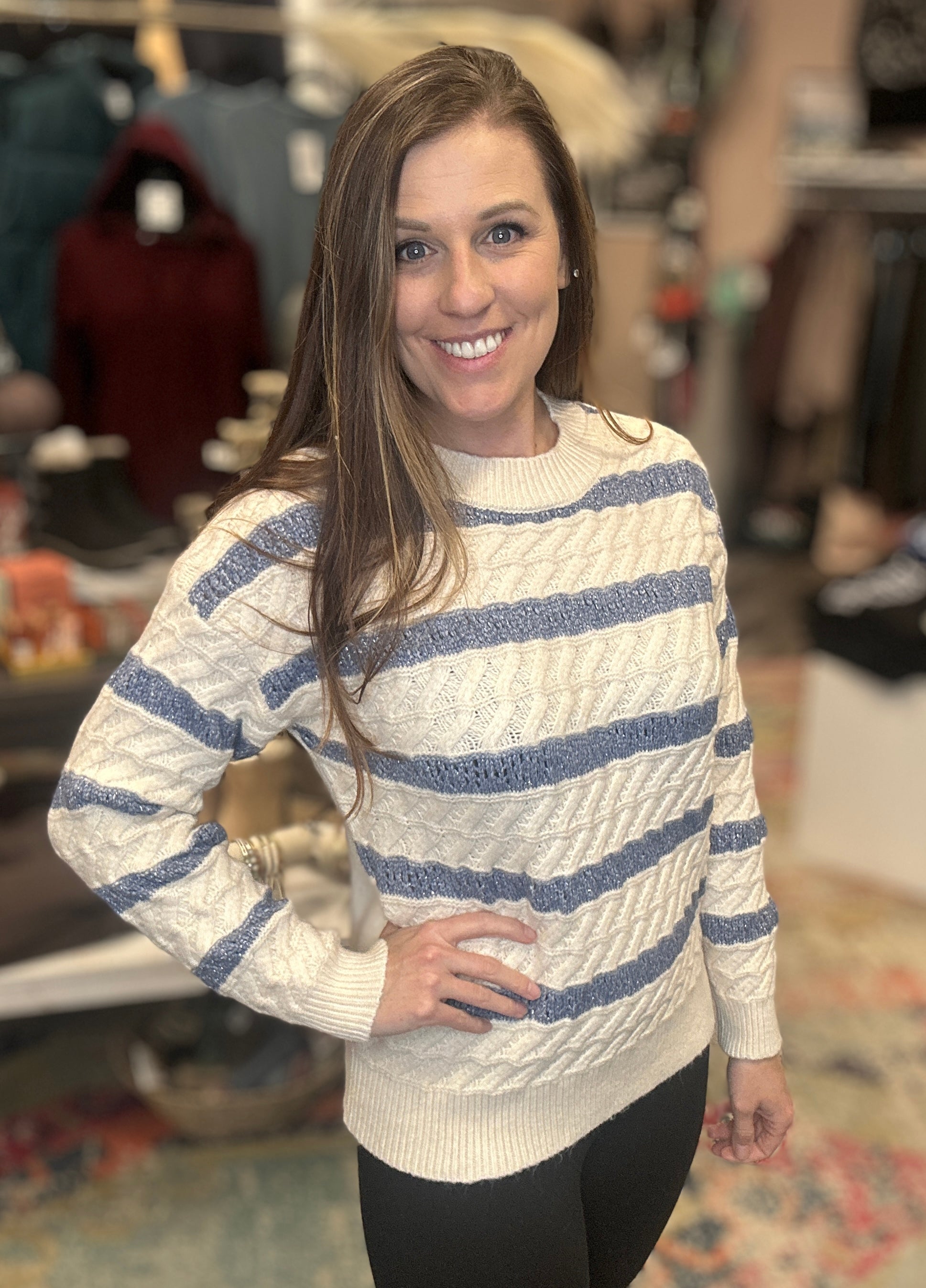 Lurex Striped Sweater – Wild Roots Boutique, LLC